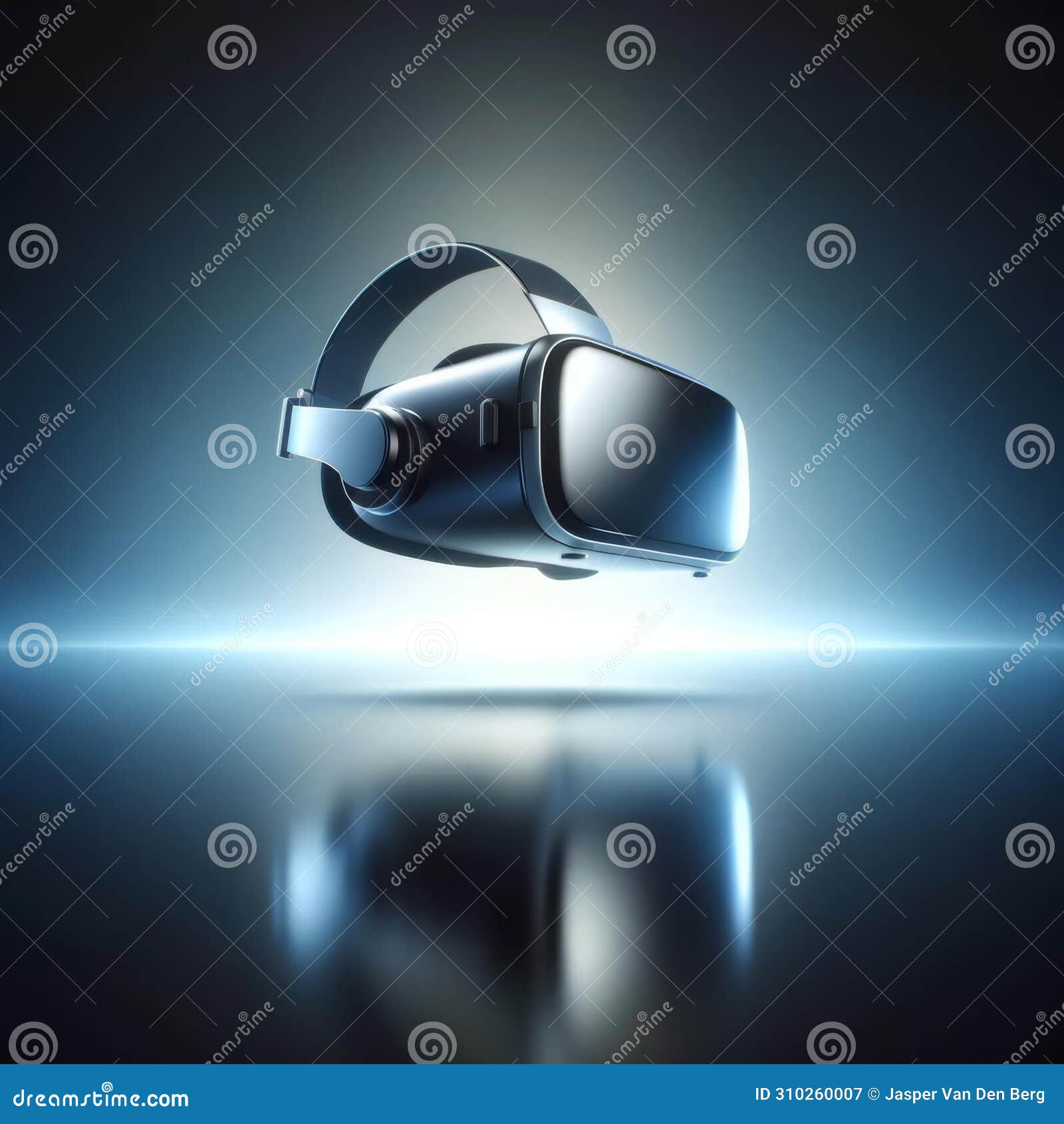 Futuristic Virtual Reality Headset on Blue Background, Technology ...
