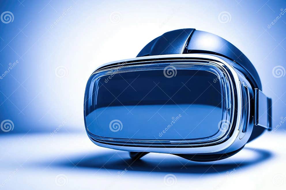 Futuristic Virtual Reality Headset Design with Blue Lighting Effect ...