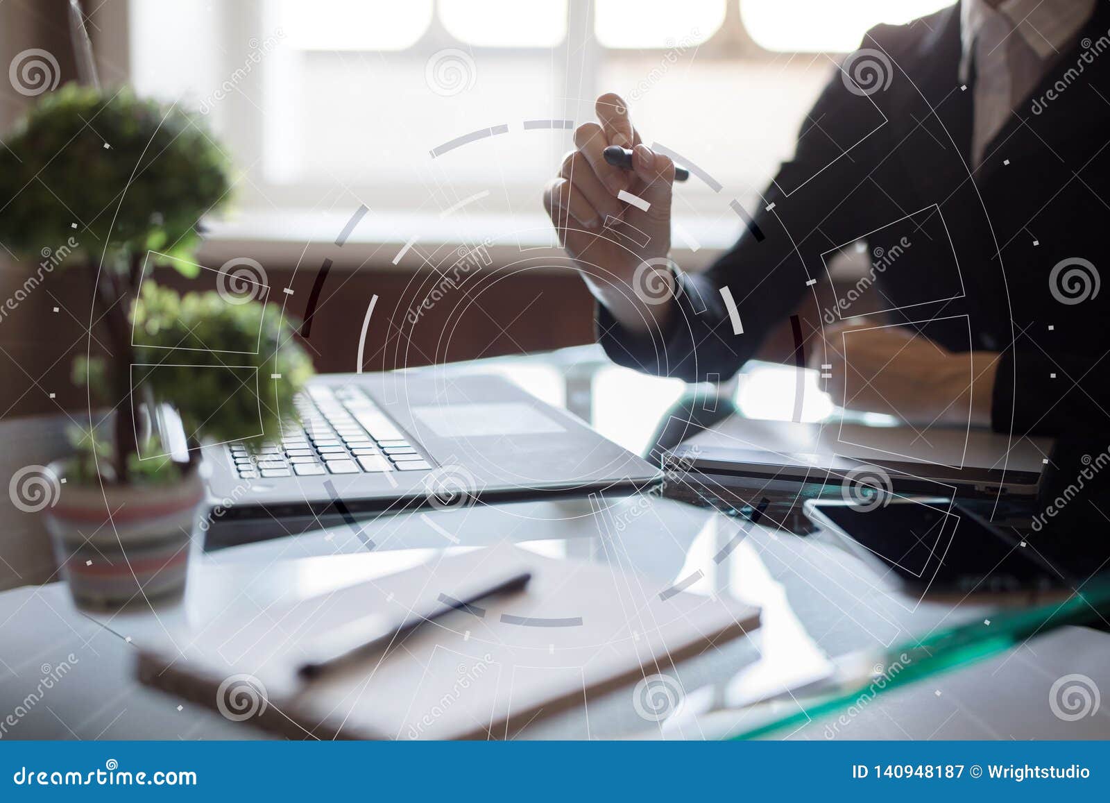 Futuristic Virtual Screen Hologram. Business Internet and Technology ...