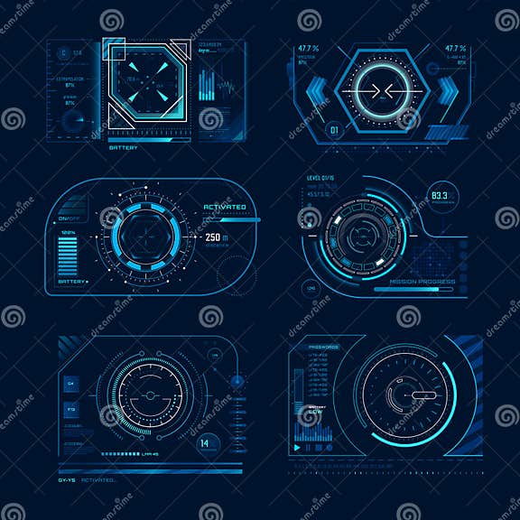 Futuristic Virtual Screen. Monitoring Hud Panel Frame with Tracking Aim ...