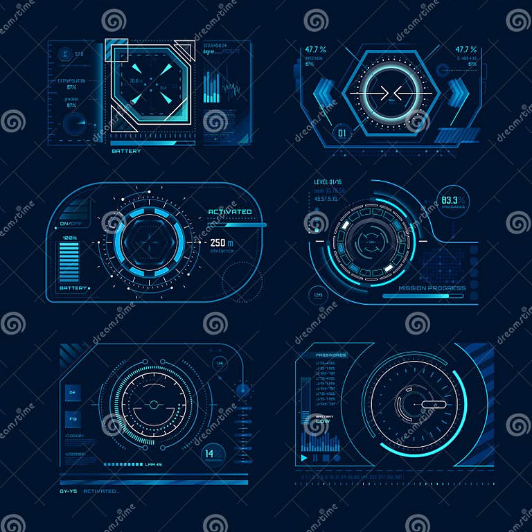 Futuristic Virtual Screen. Monitoring Hud Panel Frame with Tracking Aim ...