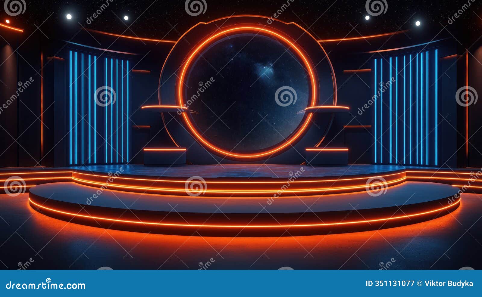 Futuristic Virtual Studio Backdrop Designed for Talk Show. Modern Stage ...