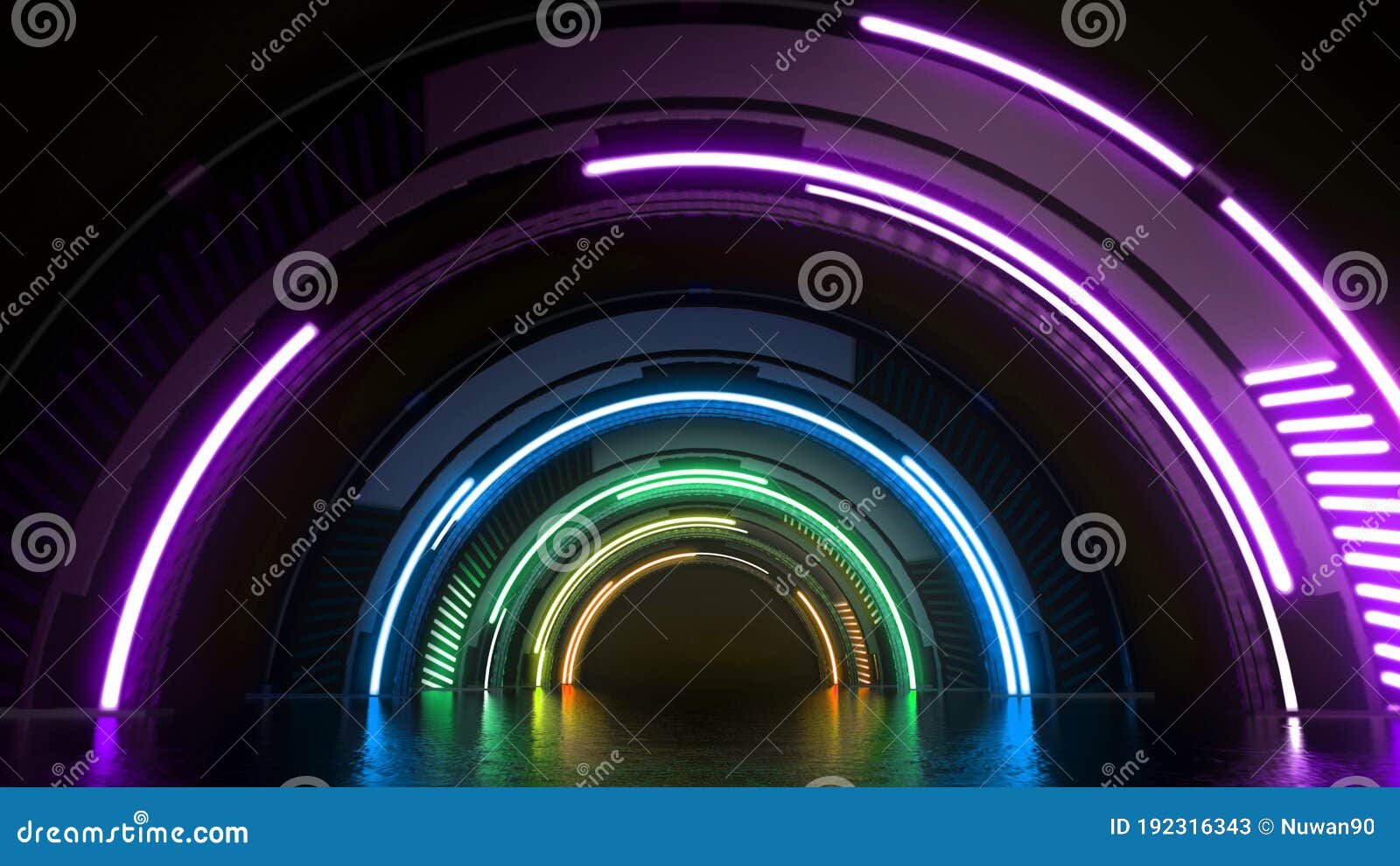 Futuristic Virtual Technology Tunnel with Colorful Lights Abstract ...