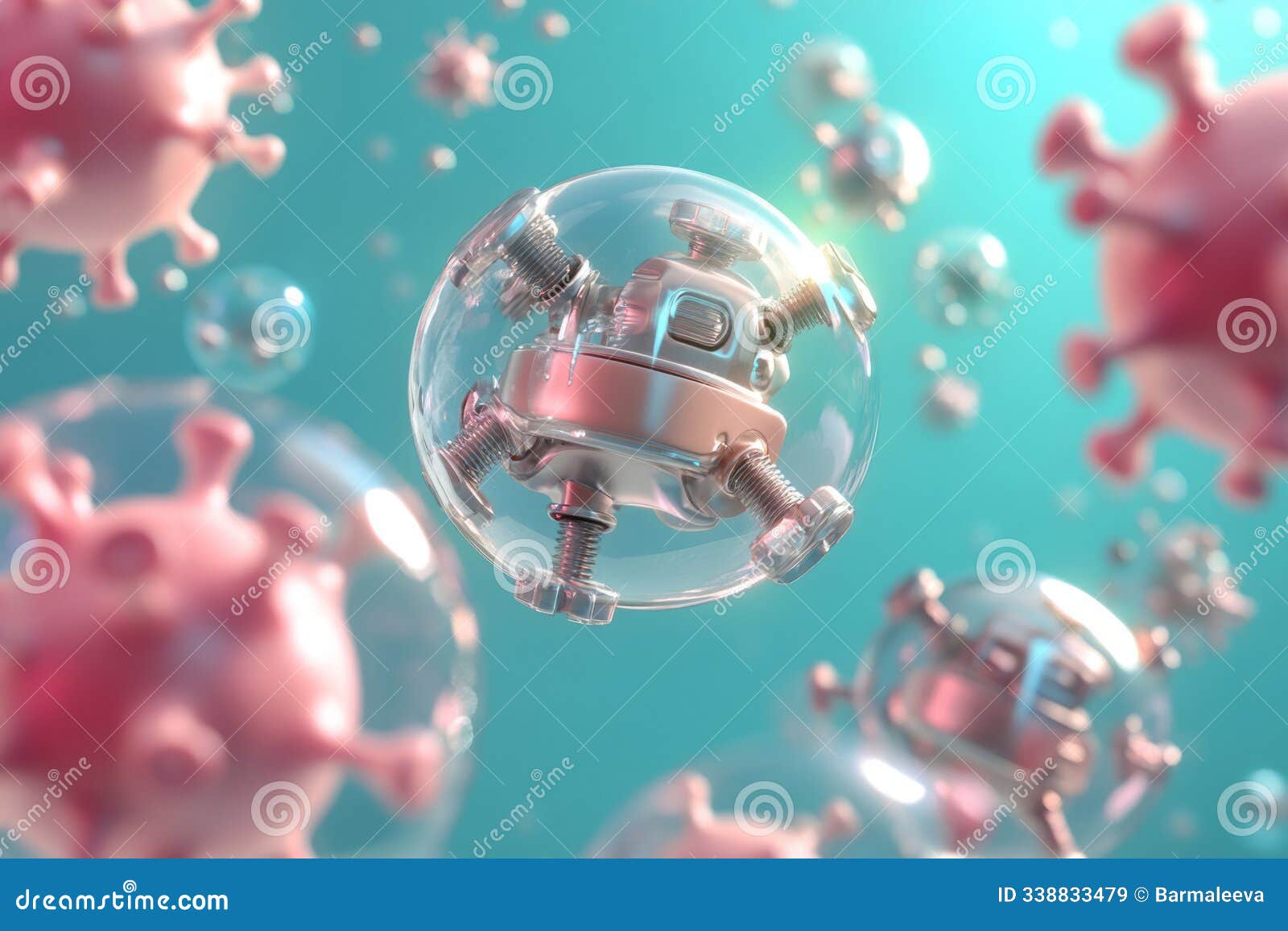 Virus Robotic Structure with Mechanical Components Floating in a ...