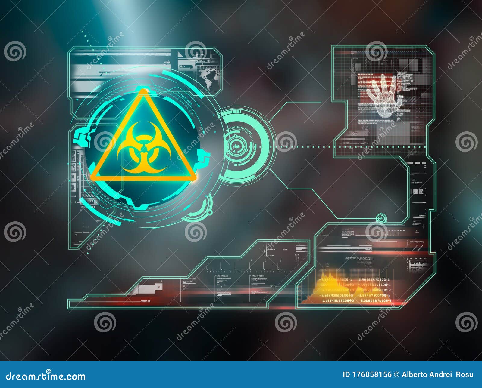 Futuristic Virus. Statistics of Virus Spreading Over the World Stock ...