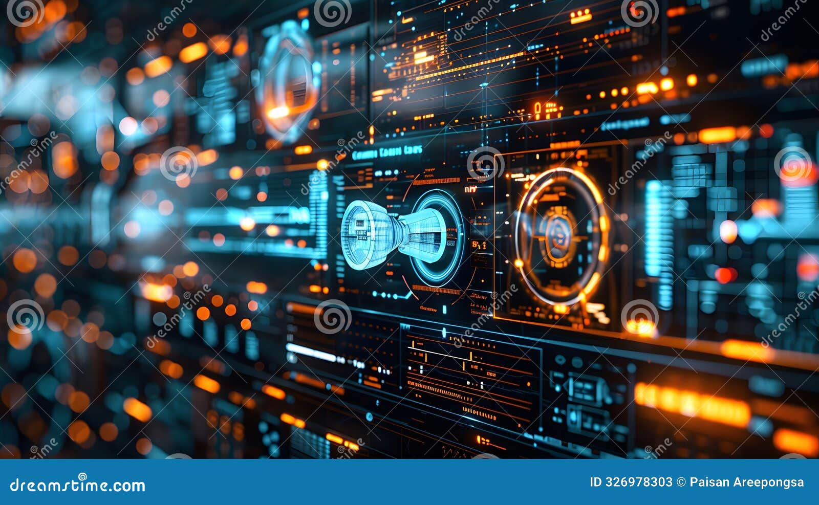 Futuristic Vision Board with Holographic Prototype and Data ...