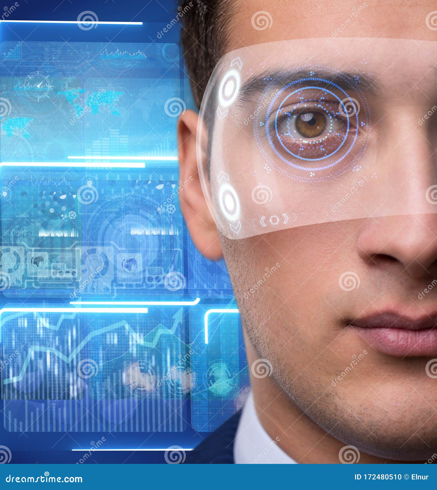 Futuristic Vision Concept with Businessman Stock Photo - Image of ...