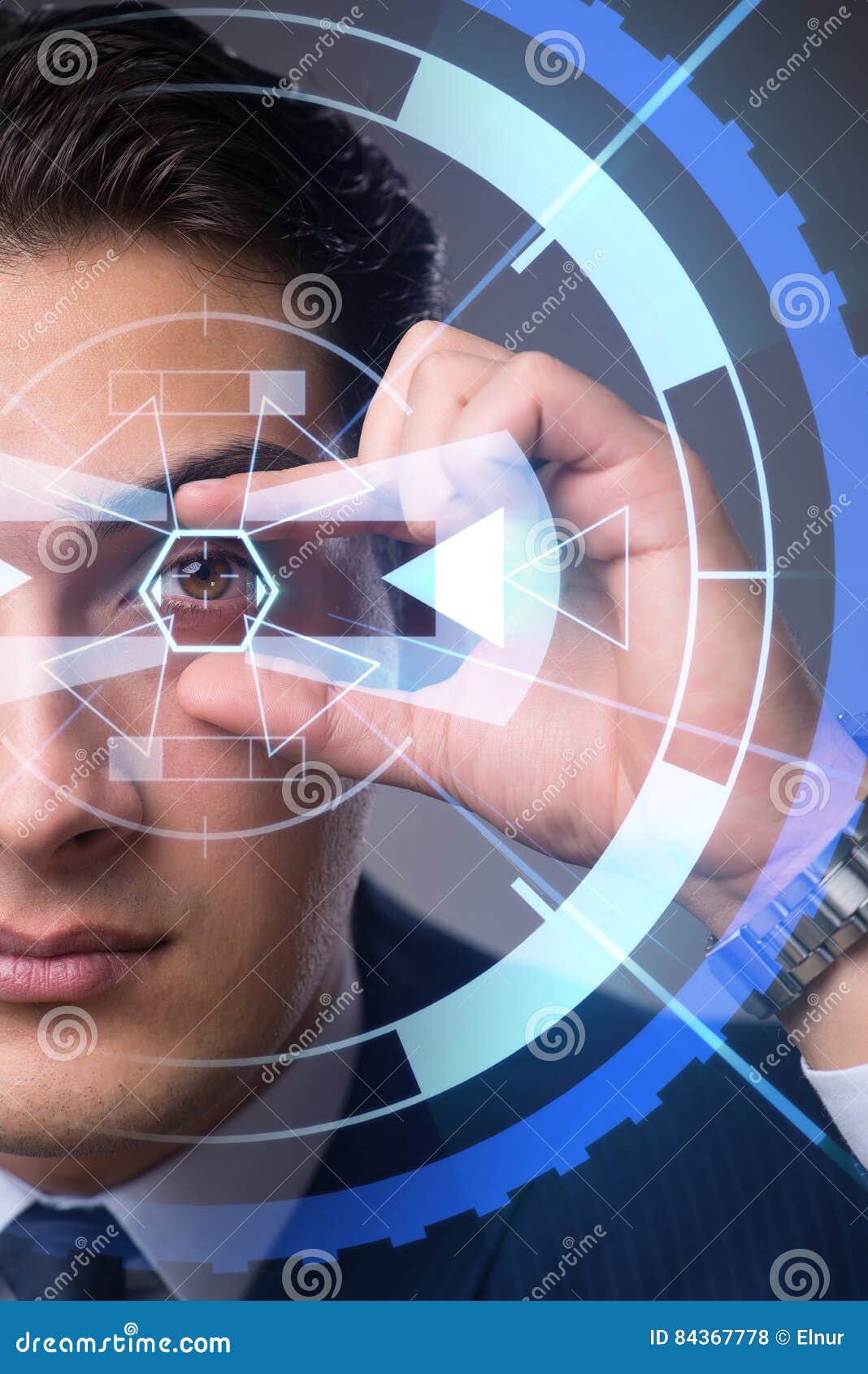 The Futuristic Vision Concept with Businessman Stock Photo - Image of ...