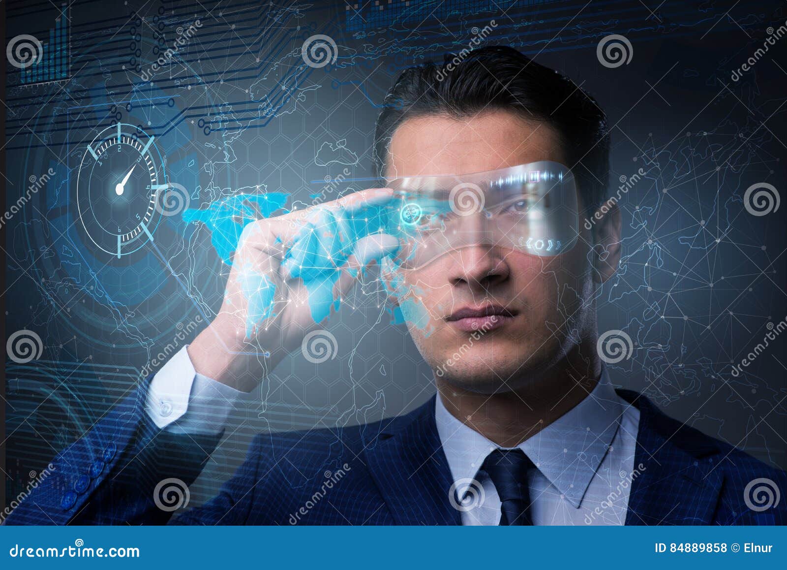 The Futuristic Vision Concept with Businessman Stock Photo - Image of ...
