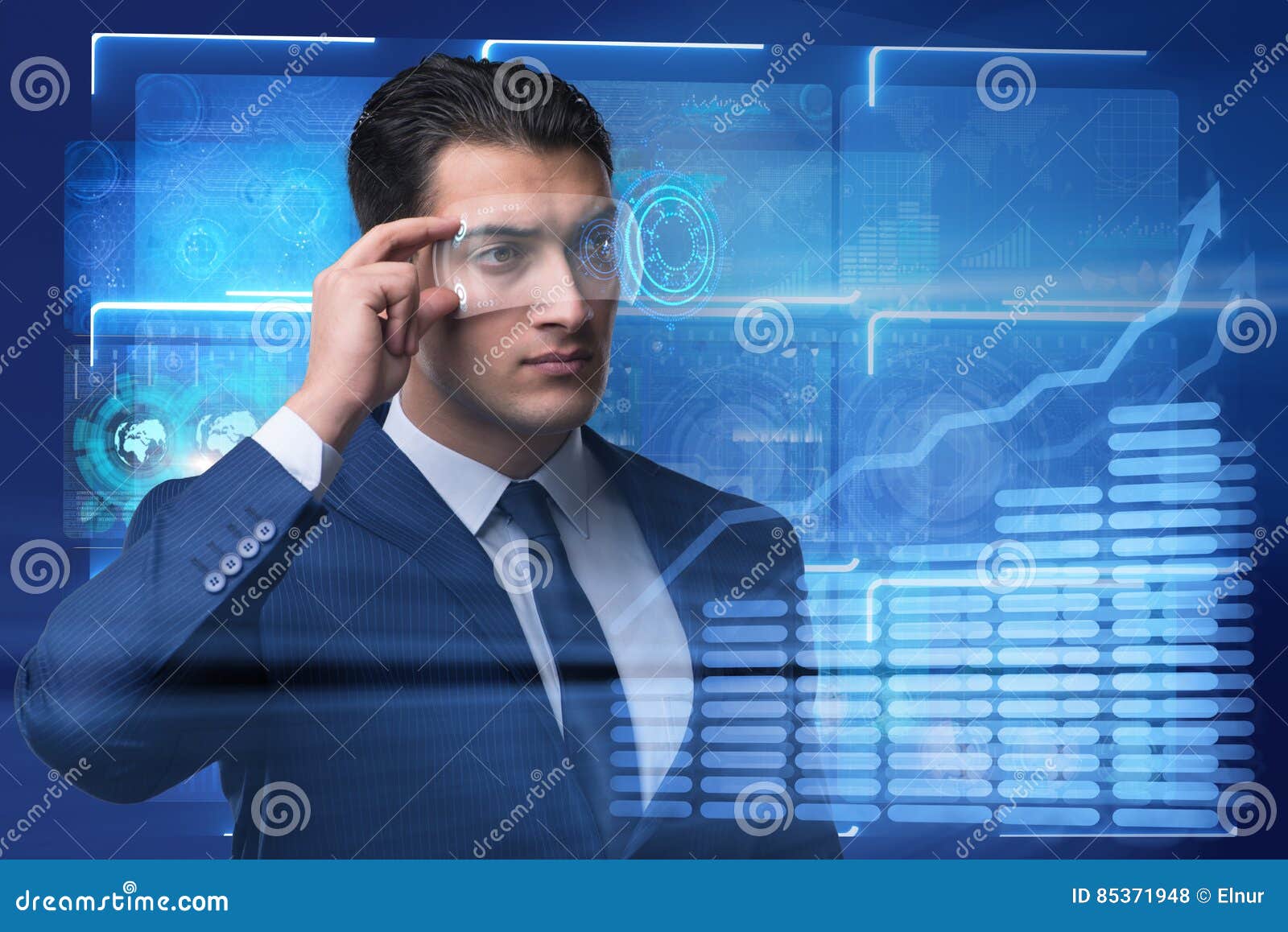 The Futuristic Vision Concept with Businessman Stock Photo - Image of ...