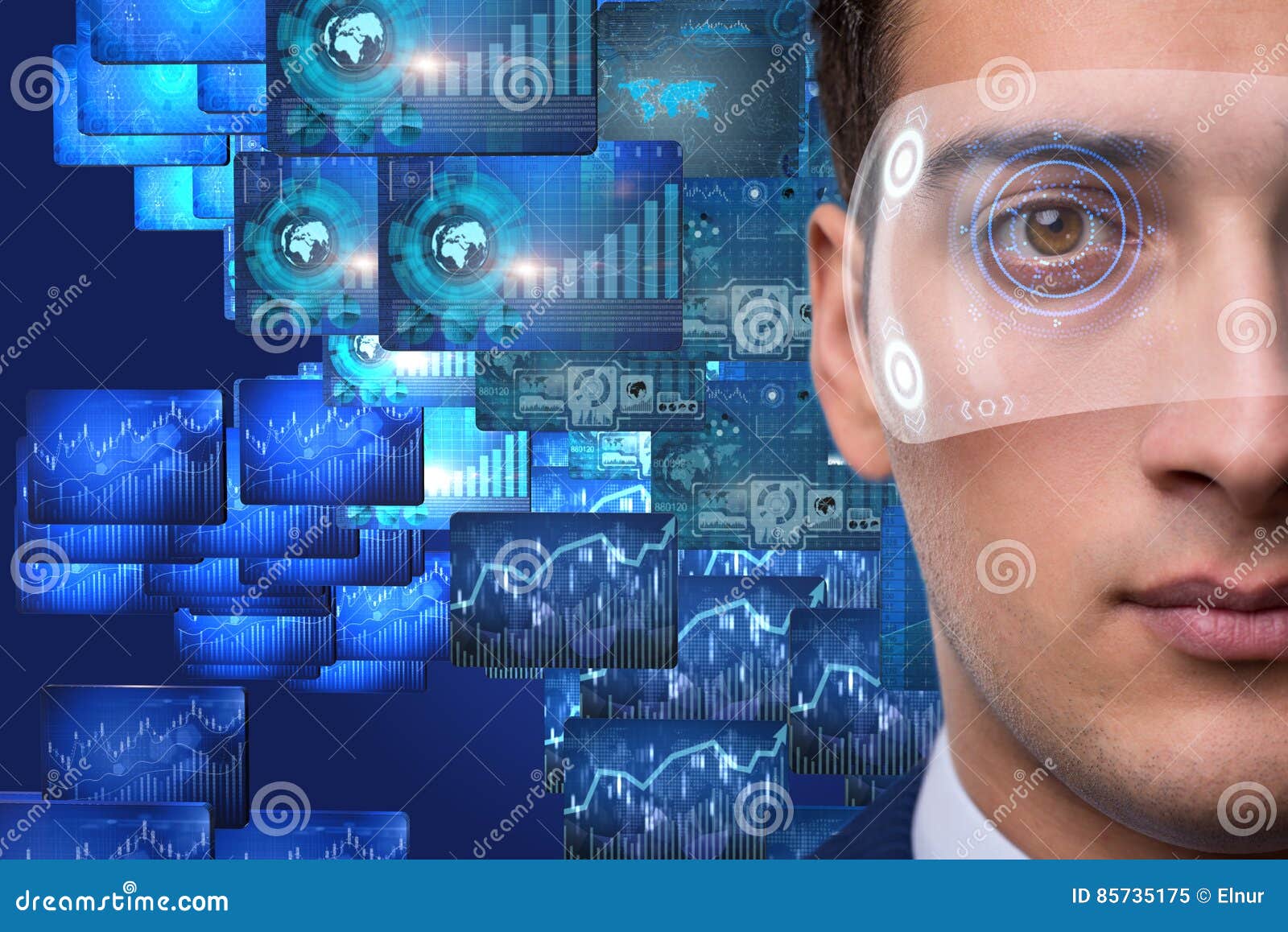 The Futuristic Vision Concept with Businessman Stock Image - Image of ...