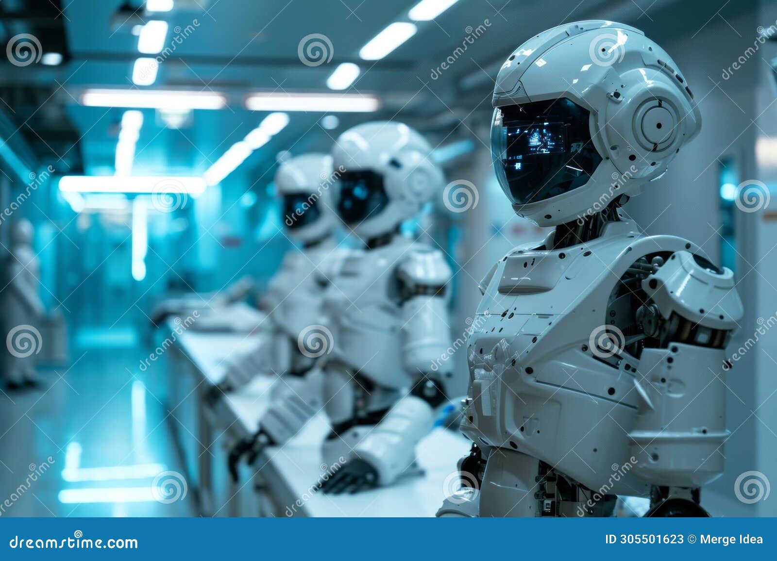 Futuristic Vision Display of Humanoid Robots, Symbolizing Cutting-edge ...