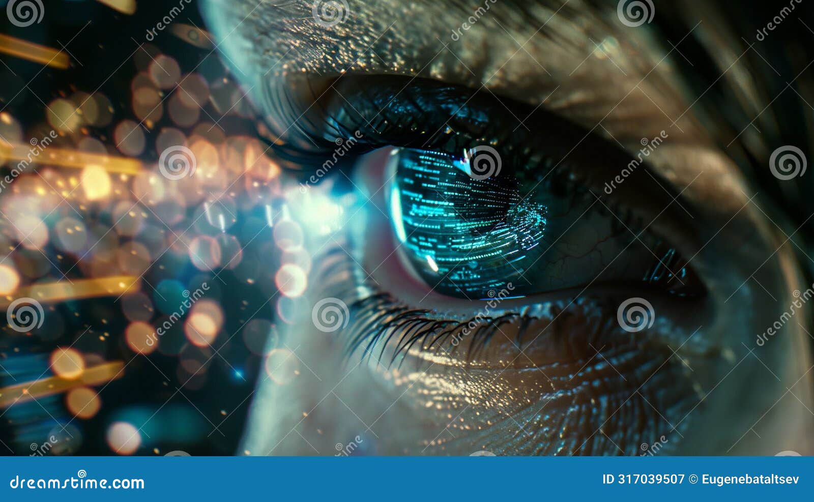Futuristic Vision Technology Concept, Close-up Human Eye Digital ...