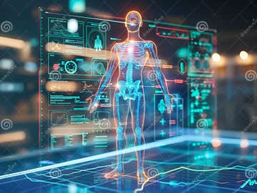 Advanced Human Body Analysis Interface Stock Photo - Image of digital ...