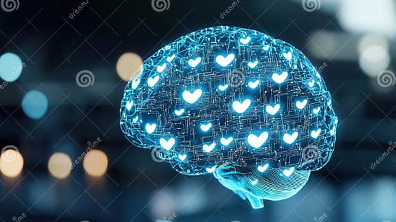 Brain Rot Concept. an AI-integrated Brain, Illuminated with Holographic ...