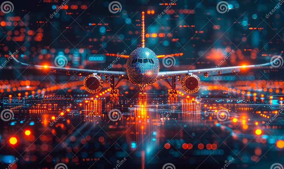 Futuristic Visualization of an Airliner with Digital Network ...