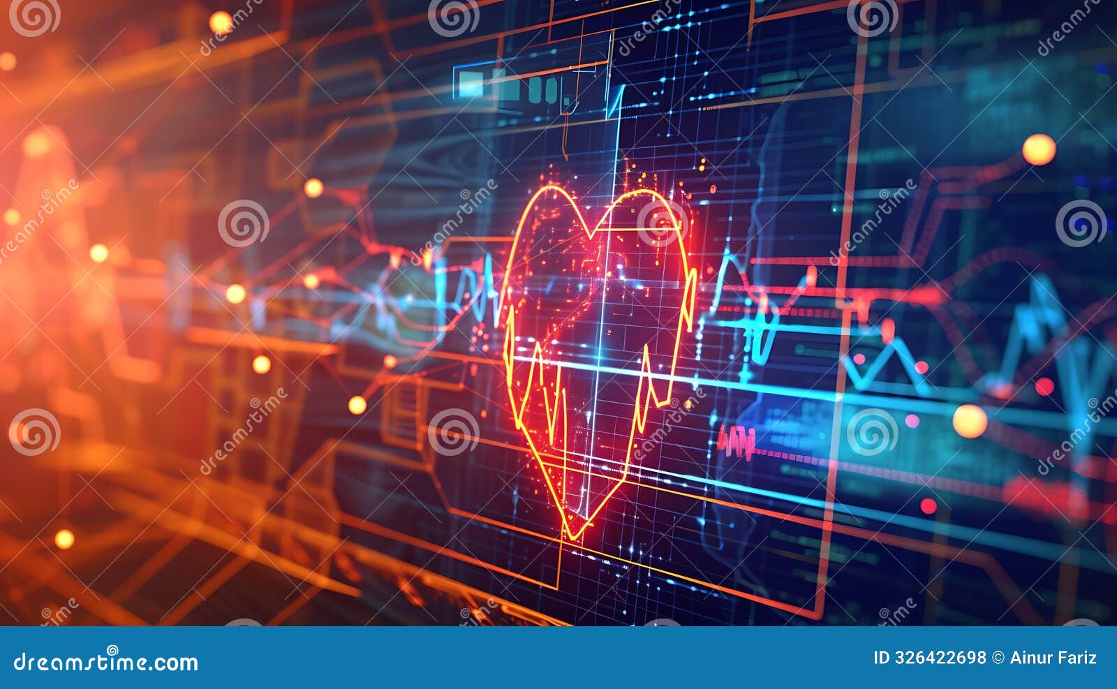 Futuristic Visualization of a Digital Health Monitoring System Stock ...