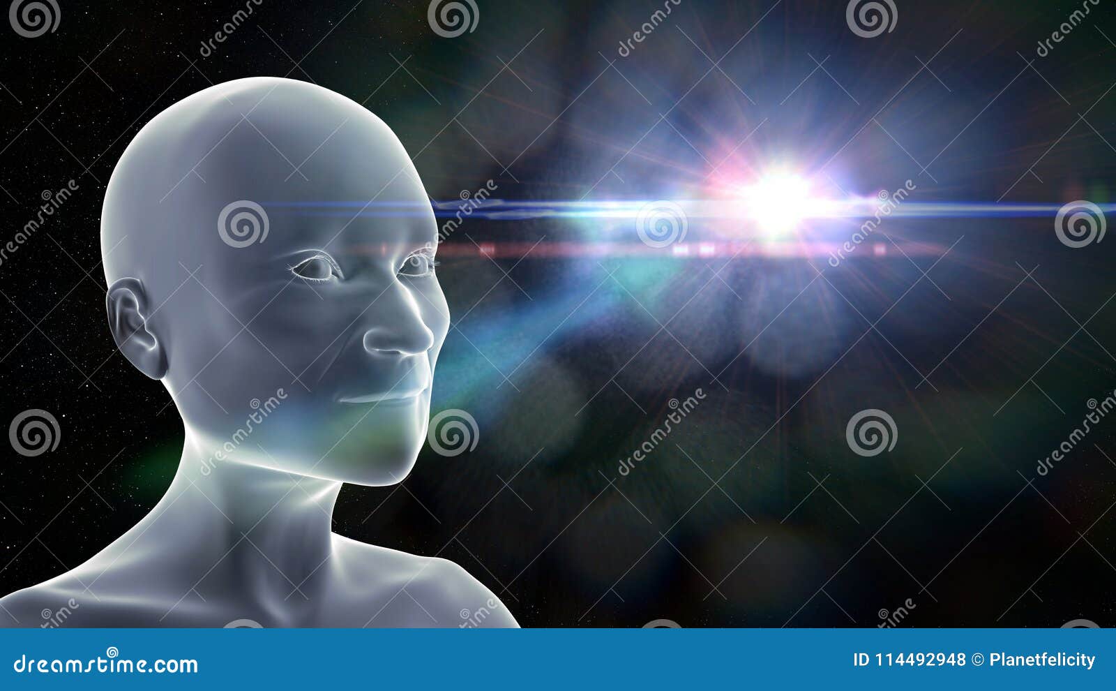 Humanoid Alien in Front of a Colourful Supernova Conceptual 3d ...