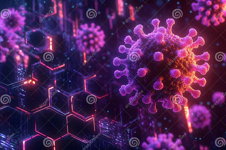 Futuristic Visualization of Virus Structure in Hexagonal Digital Space ...