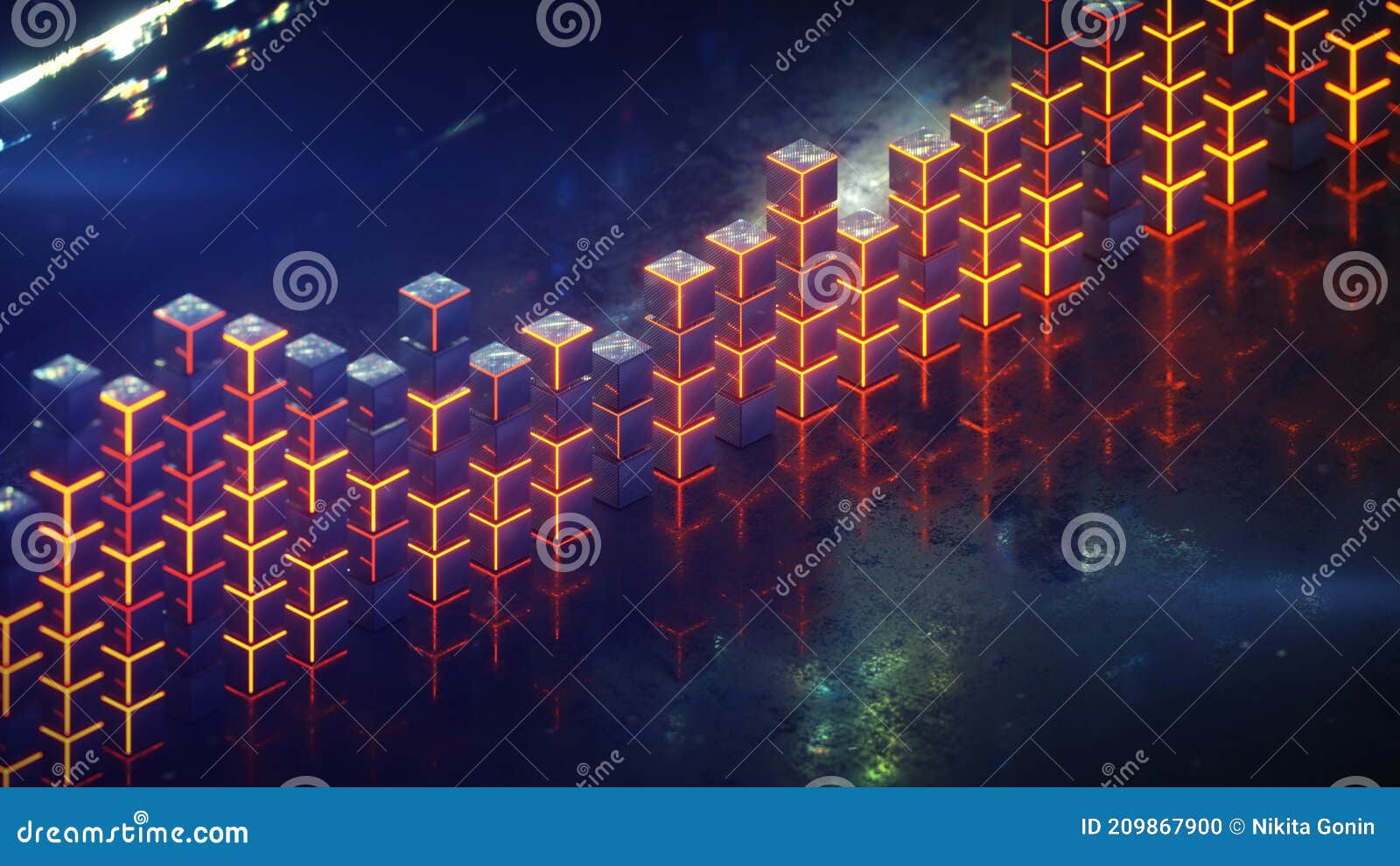 Futuristic Volume Meter Graph 3D Render Stock Illustration ...