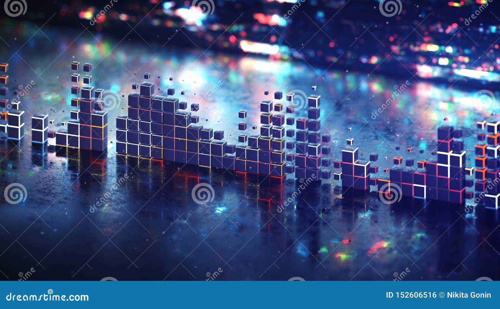 Futuristic Volume Meter Graph Music Equalizer 3D Rendering Illustration ...