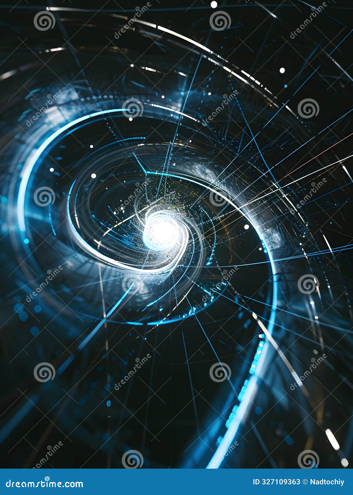 Futuristic Sci-Fi Vortex with Glowing Lines and Particles Stock Image ...