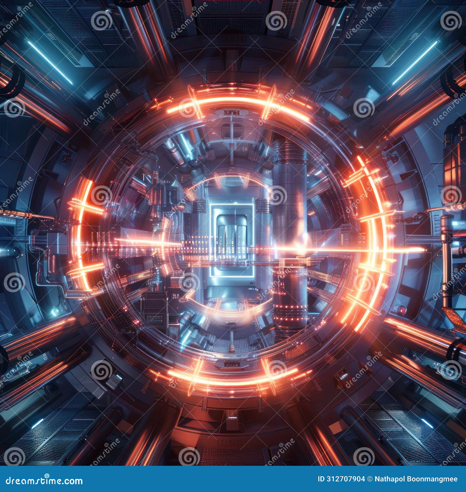 Futuristic Vortex Tunnel of Streaming Data and Video Fluxing Blue ...