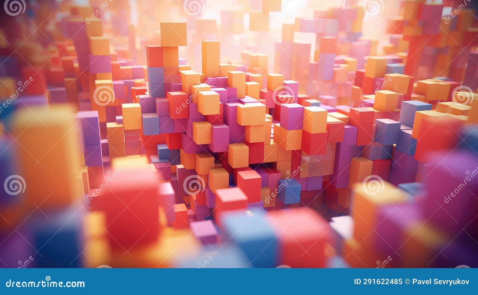 Futuristic Voxel Artificial Cubes Stock Illustration - Illustration of ...