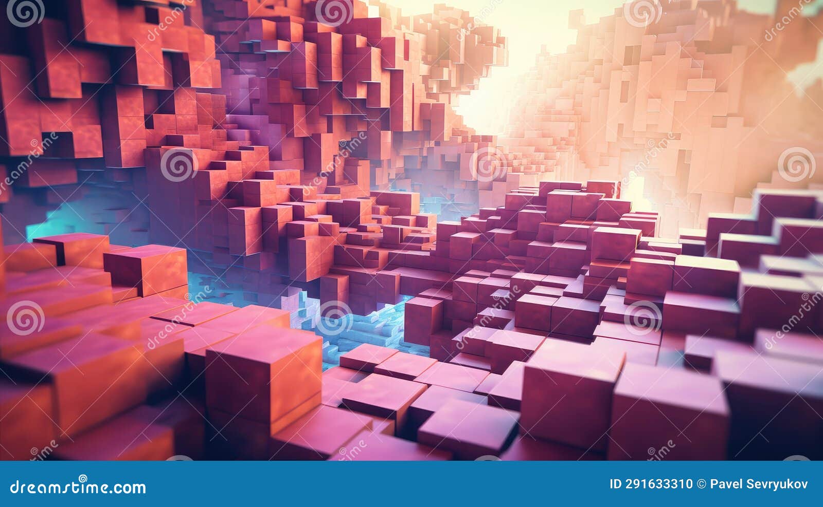 Futuristic Voxel Artificial Cubes Stock Illustration - Illustration of ...