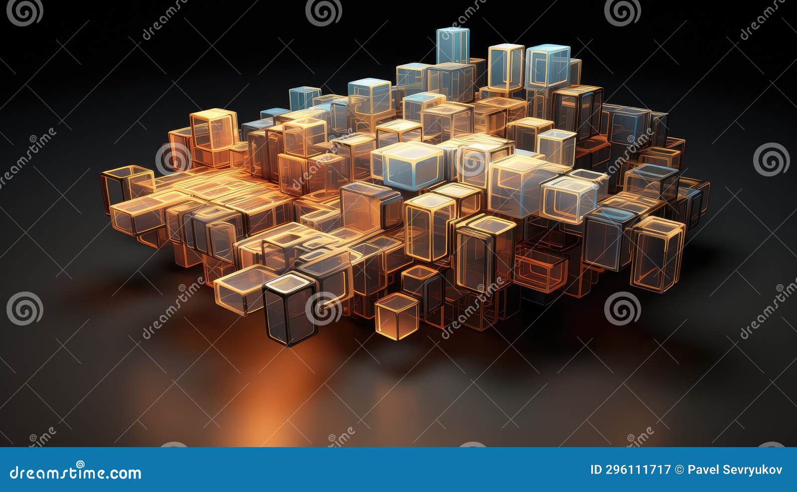 Futuristic Voxel Artificial Cubes Stock Illustration - Illustration of ...