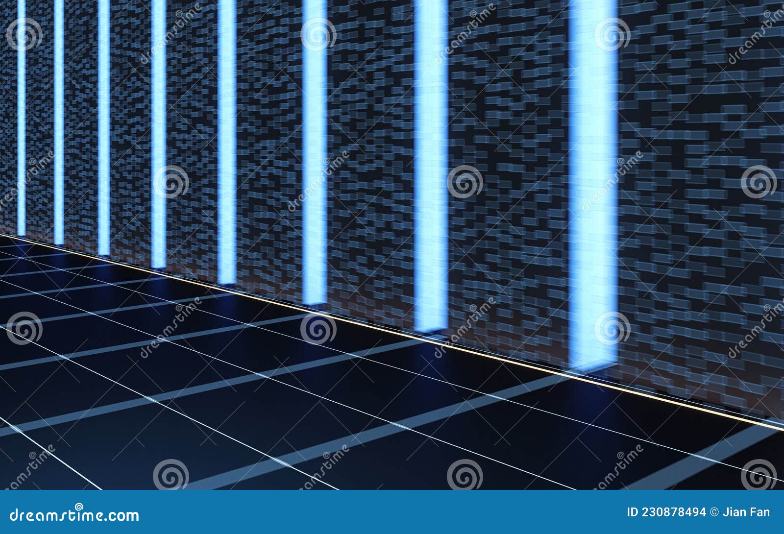 Futuristic Wall and Light, 3d Rendering Stock Illustration ...