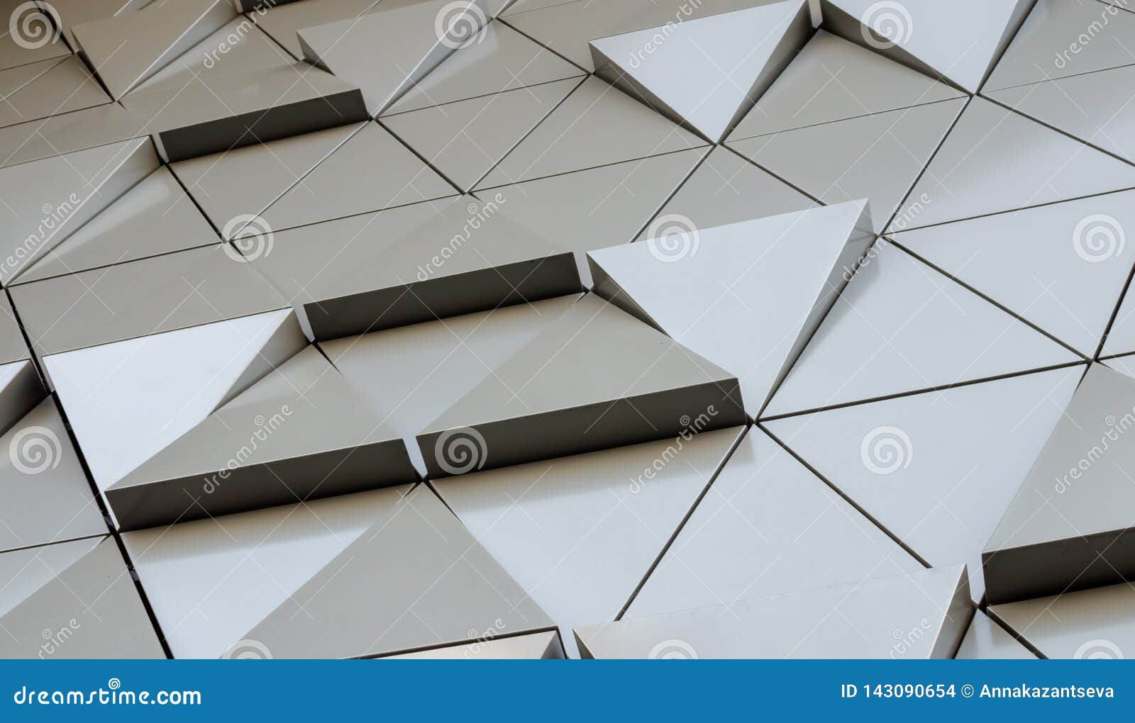 Futuristic Wall of Relief Metallic Triangles. 3d Geometric Background ...