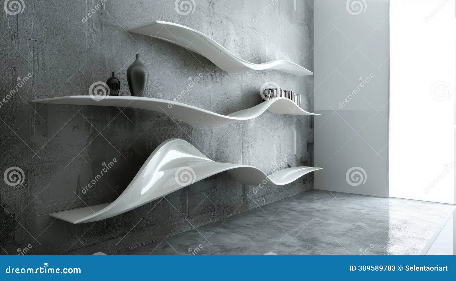 Futuristic Wall Shelf Concept Stock Illustration - Illustration of ...