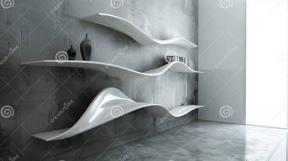 Futuristic Wall Shelf Concept Stock Illustration - Illustration of ...