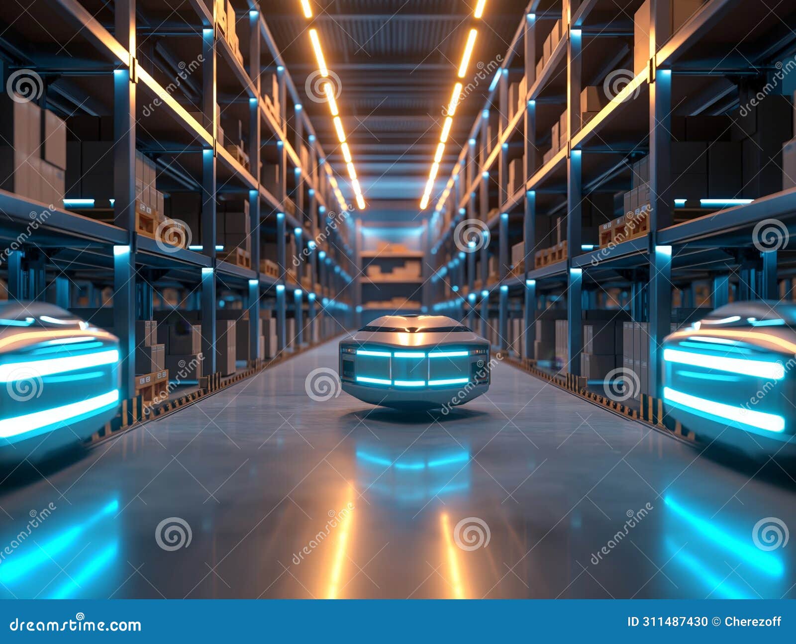 Futuristic Warehouse Automation Stock Photo - Image of systems, cargo ...