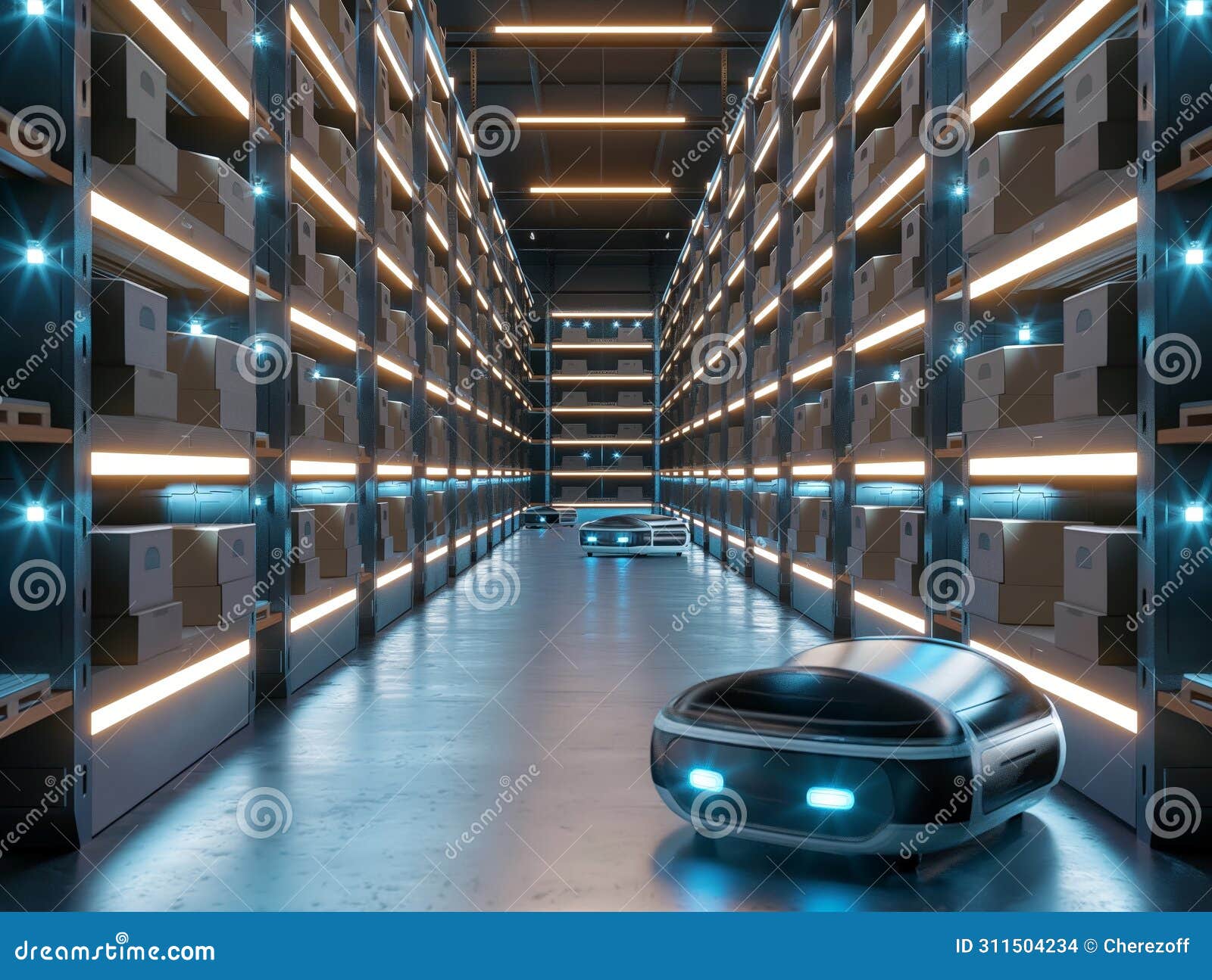 Futuristic Warehouse with Autonomous Robots Stock Photo - Image of ... Futuristic Warehouse with Autonomous Robots Stock Photo - Image of ...