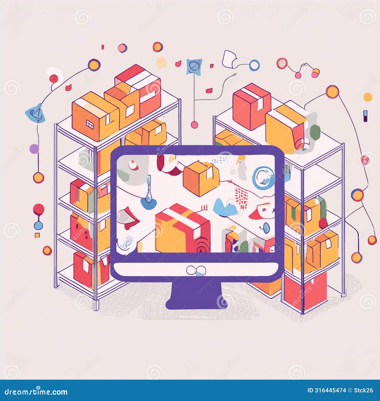 Futuristic Warehouse Digitalization Industry 4.0 Process Visualization ...