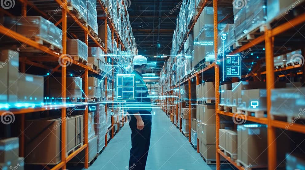 A Futuristic Warehouse that Features Advanced Technology and Innovative Logistics Solutions for ...
