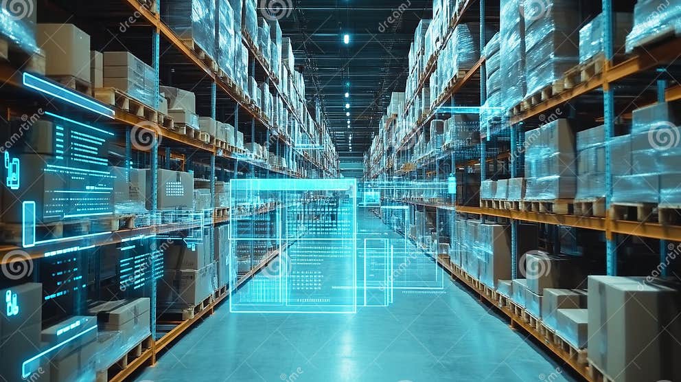 A Futuristic Warehouse that Features Advanced Technology and Innovative Logistics Solutions for ...