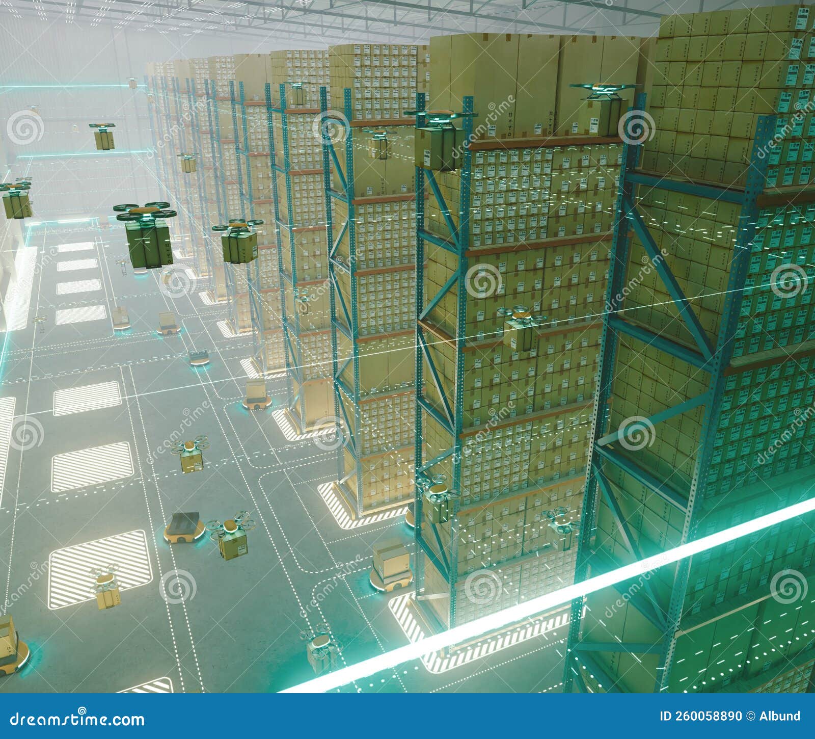Futuristic Warehouse Interior Stock Illustration - Illustration of ...