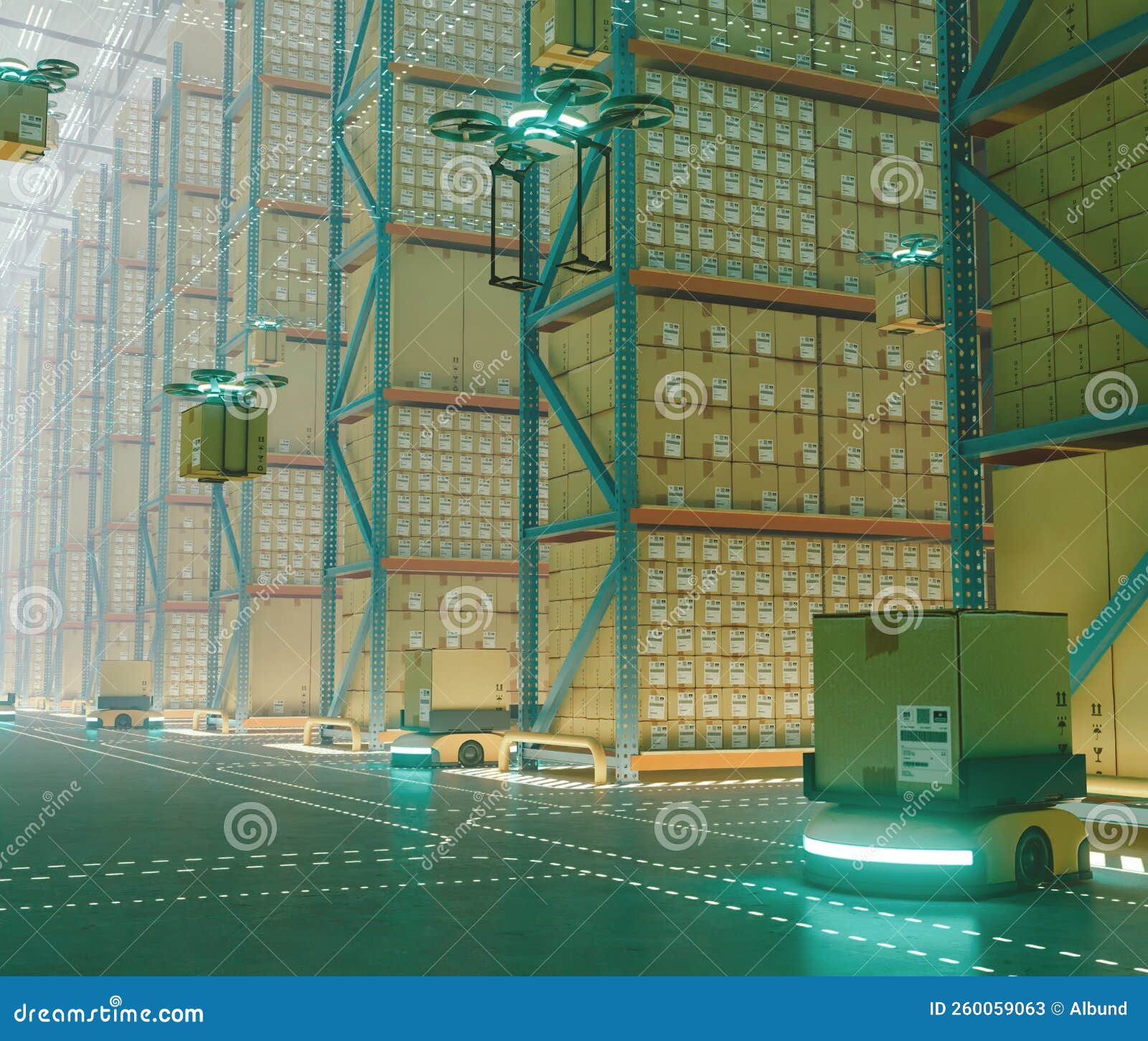 Futuristic Warehouse Interior Stock Illustration - Illustration of ...