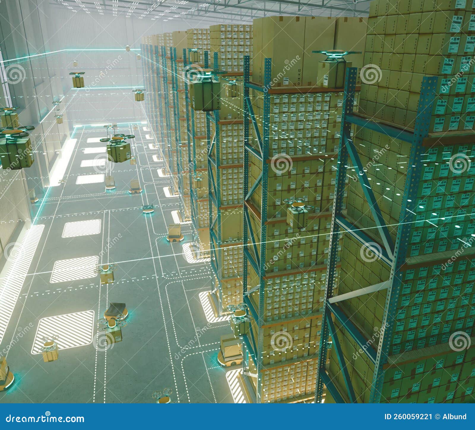 Futuristic Warehouse Interior Stock Illustration - Illustration of ...