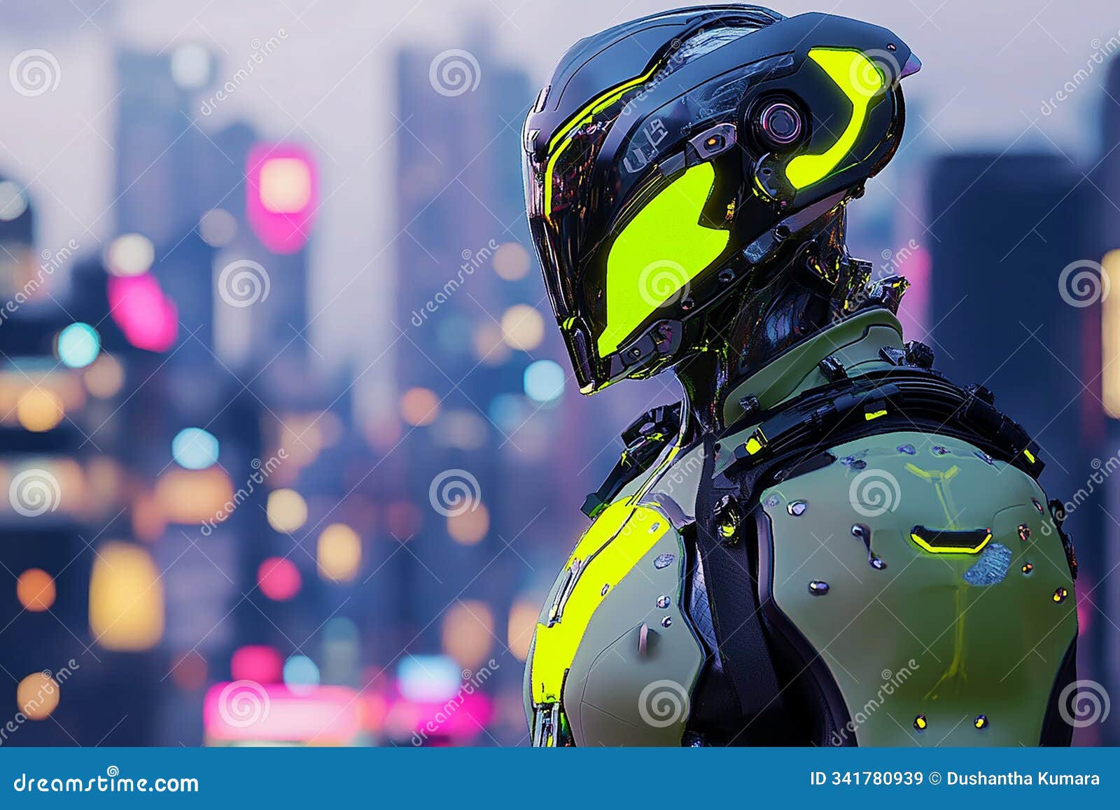 Cyber Samurai: a Futuristic Warrior in High-Tech Armor Stock ...