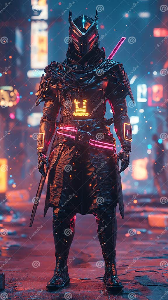 Cyber Samurai: a Futuristic Warrior in High-Tech Armor Stock ...