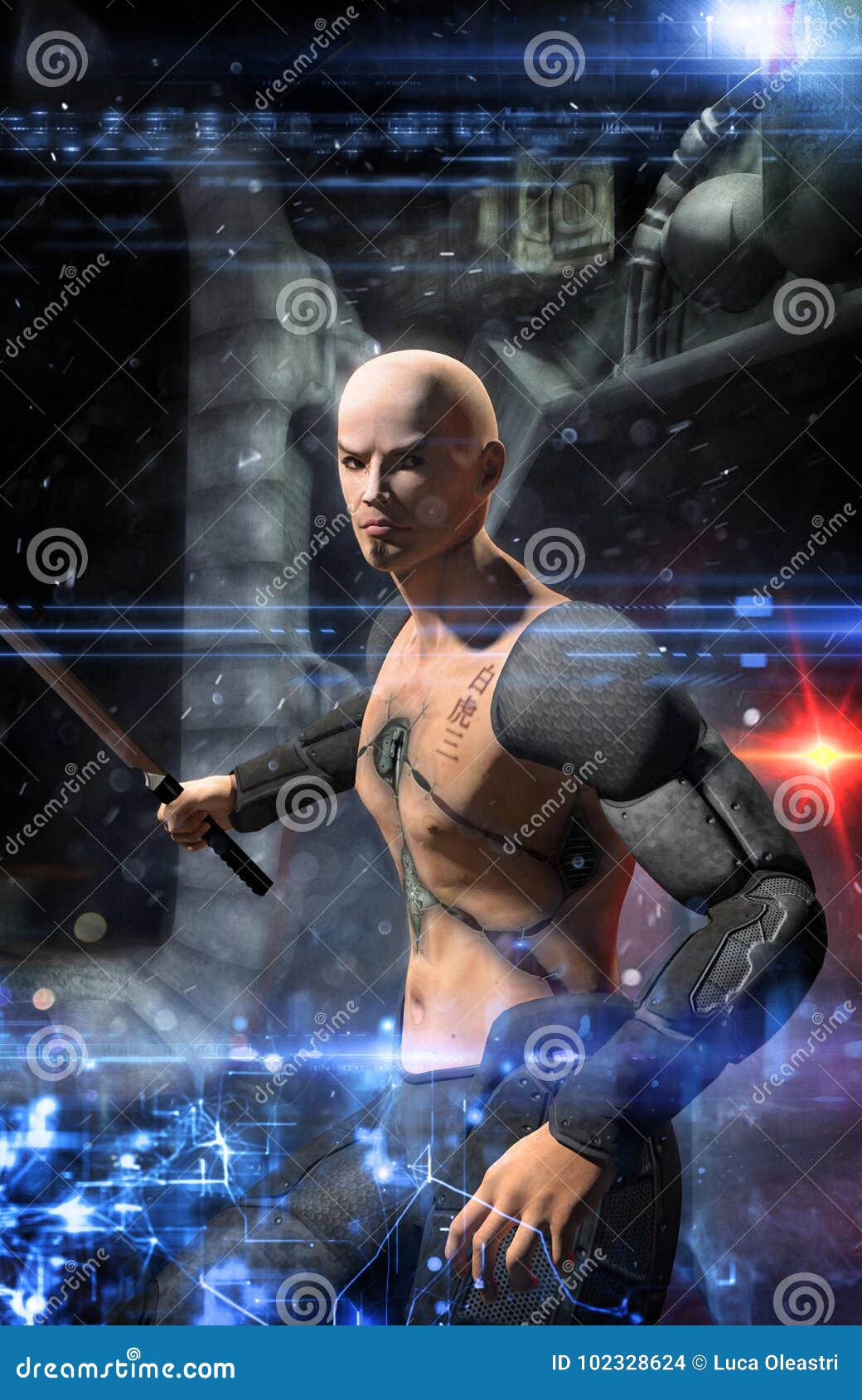 Futuristic Warrior Cyberpunk Hitman Stock Illustration - Illustration ...
