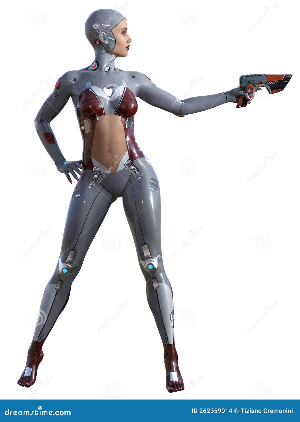 Futuristic Warrior in Uniform, Armed with Gun, 3d Rendering Stock Illustration - Illustration of ...