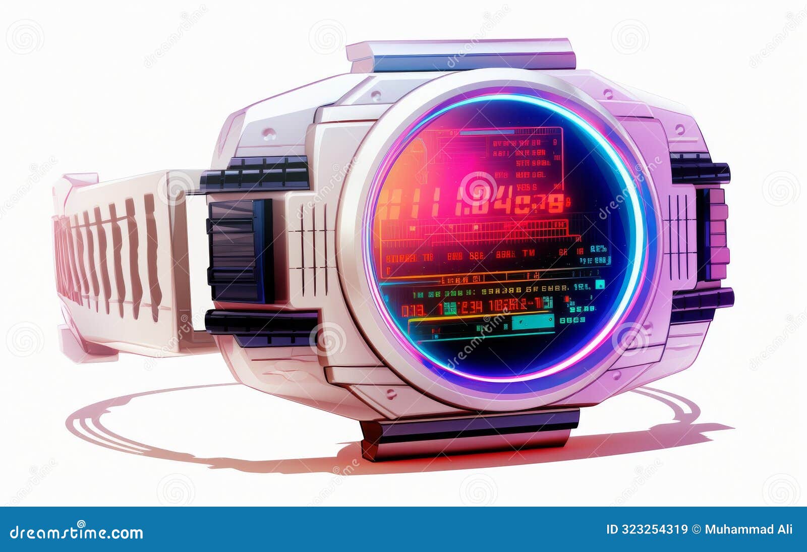 Futuristic Watch Color Icon. Cyberpunk Concept. Future With Robot ...