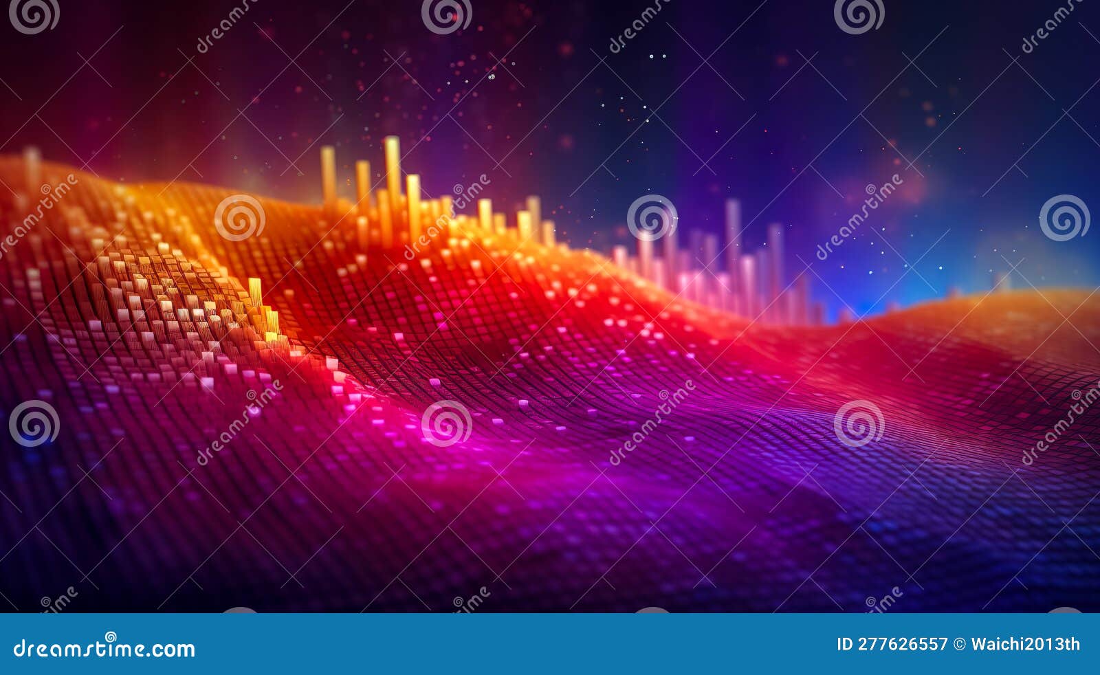 Futuristic Wave. Abstract Technology Background. Visualization of Big ...