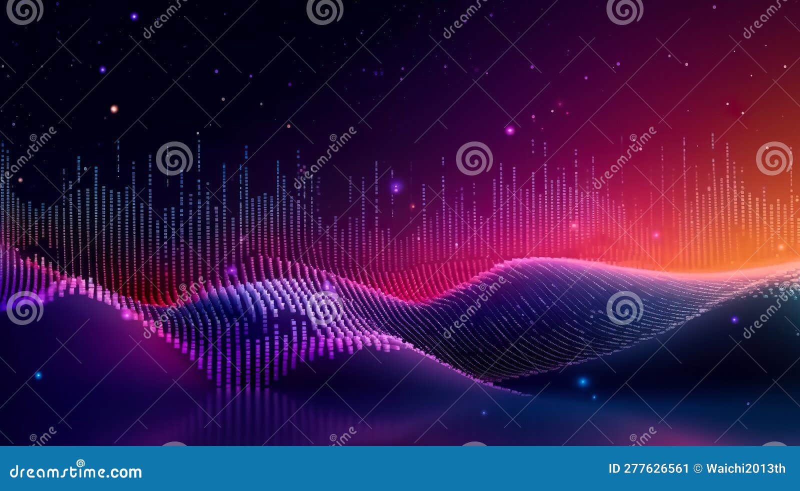 Futuristic Wave. Abstract Technology Background. Visualization of Big ...