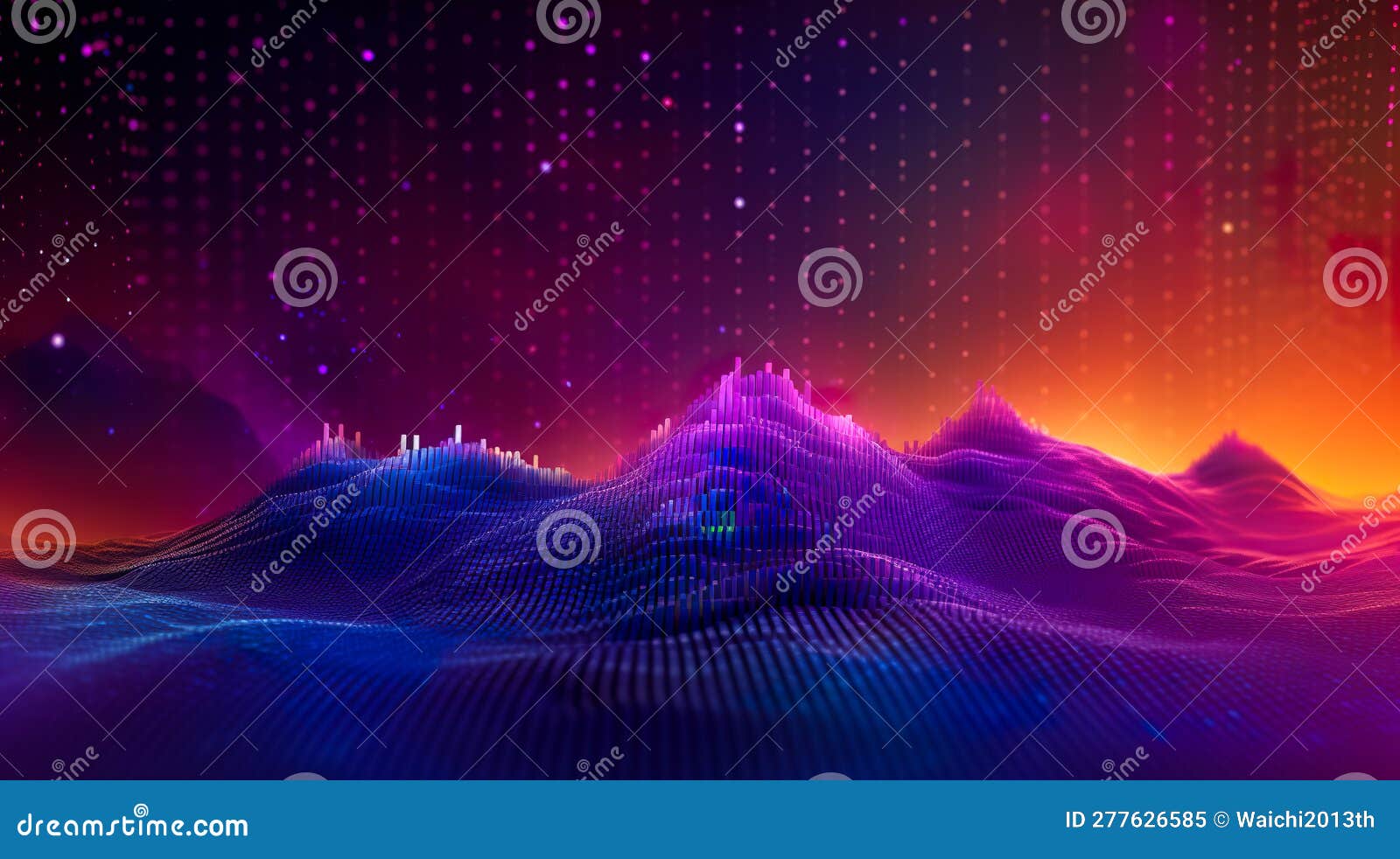 Futuristic Wave. Abstract Technology Background. Visualization of Big ...